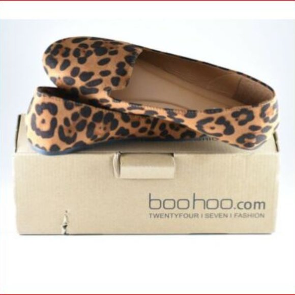 Boohoo | Shoes | Boohoo Leopard Print Ballet Slippers Flats Brown ...